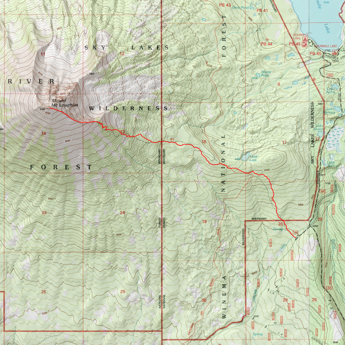 Mt Mcloughlin Caltopo 3734
